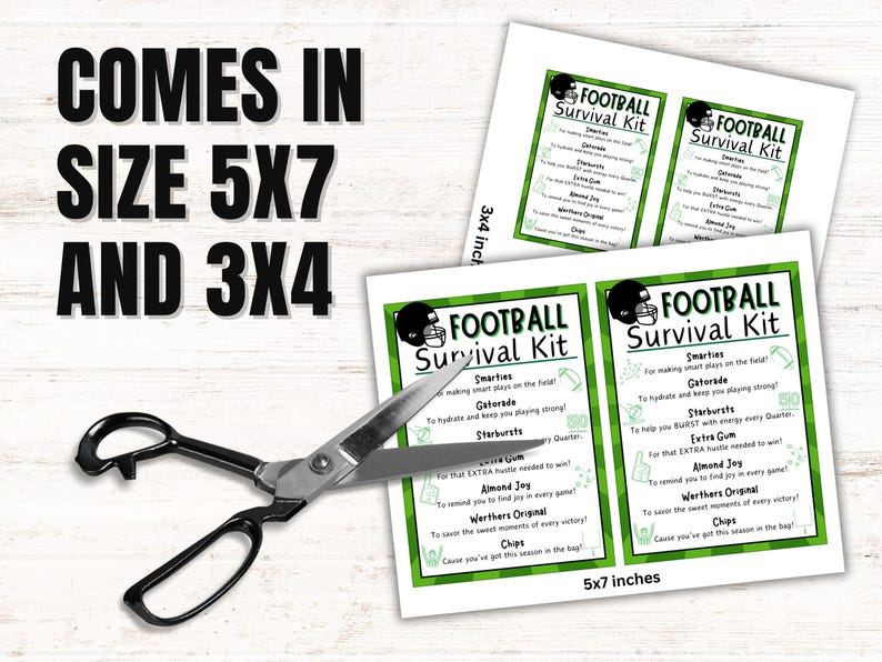 Football Survival Kit Gift Tags Printable Football Team Tags Football ...