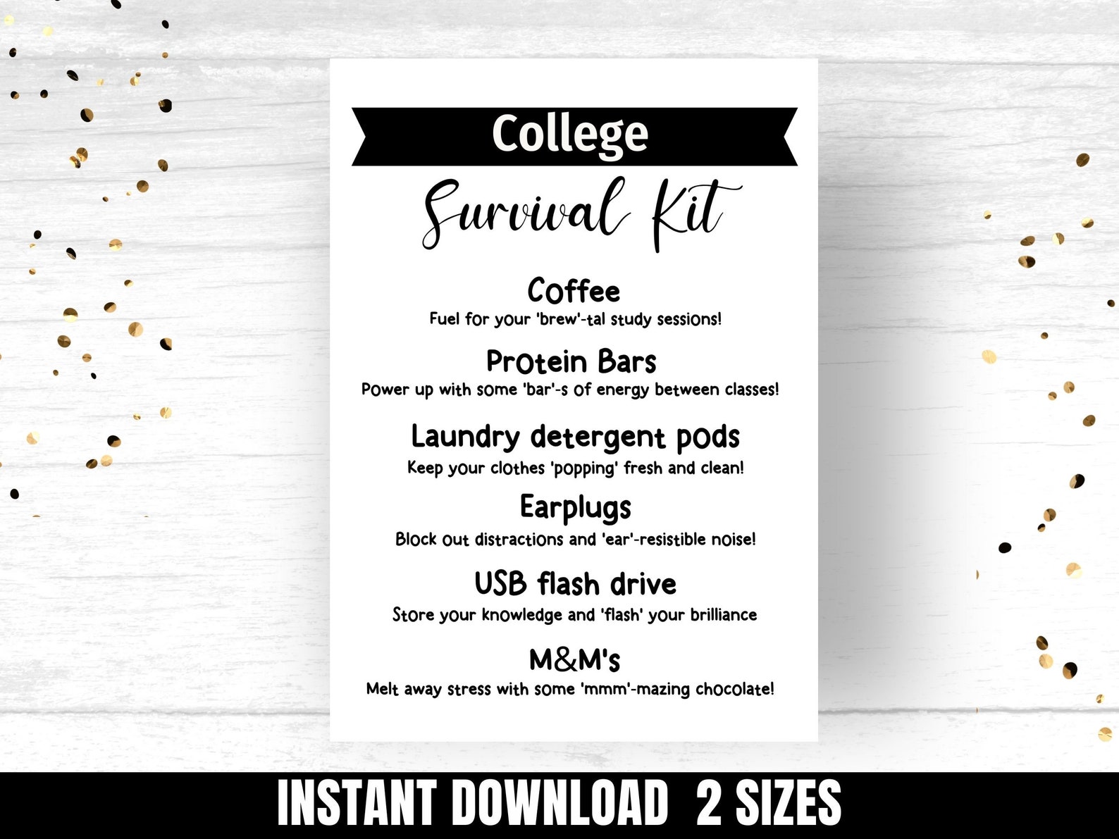 College Survival Kit Gift Printable College Survival Gift College ...