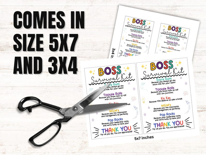 Boss Survival Kit Gift Tag Printable Survival Kit DIY Boss Gift ...