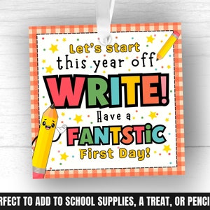 Back to School Gift Tags for Pencils Printable First Day of School ...
