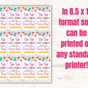 Sip Sip Hooray Appreciation Gift Tag Printable Sip Sip Hooray Teacher ...