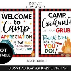Camping Teacher Appreciation Sign Bundle Theme Ideas Weekly Theme Camp ...