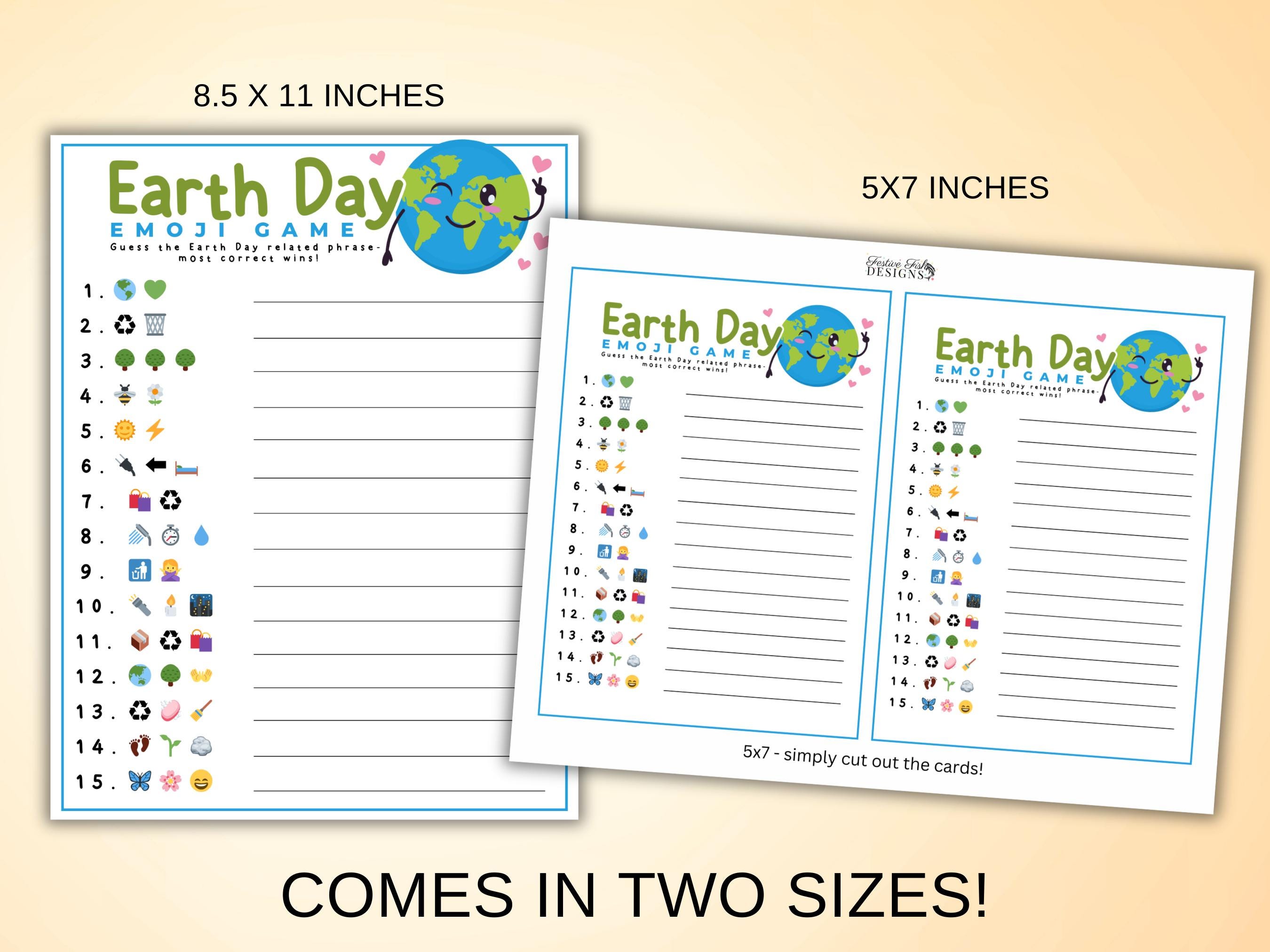 Earth Day Emoji Games Printable Fun Classroom Earth Day Activity for ...