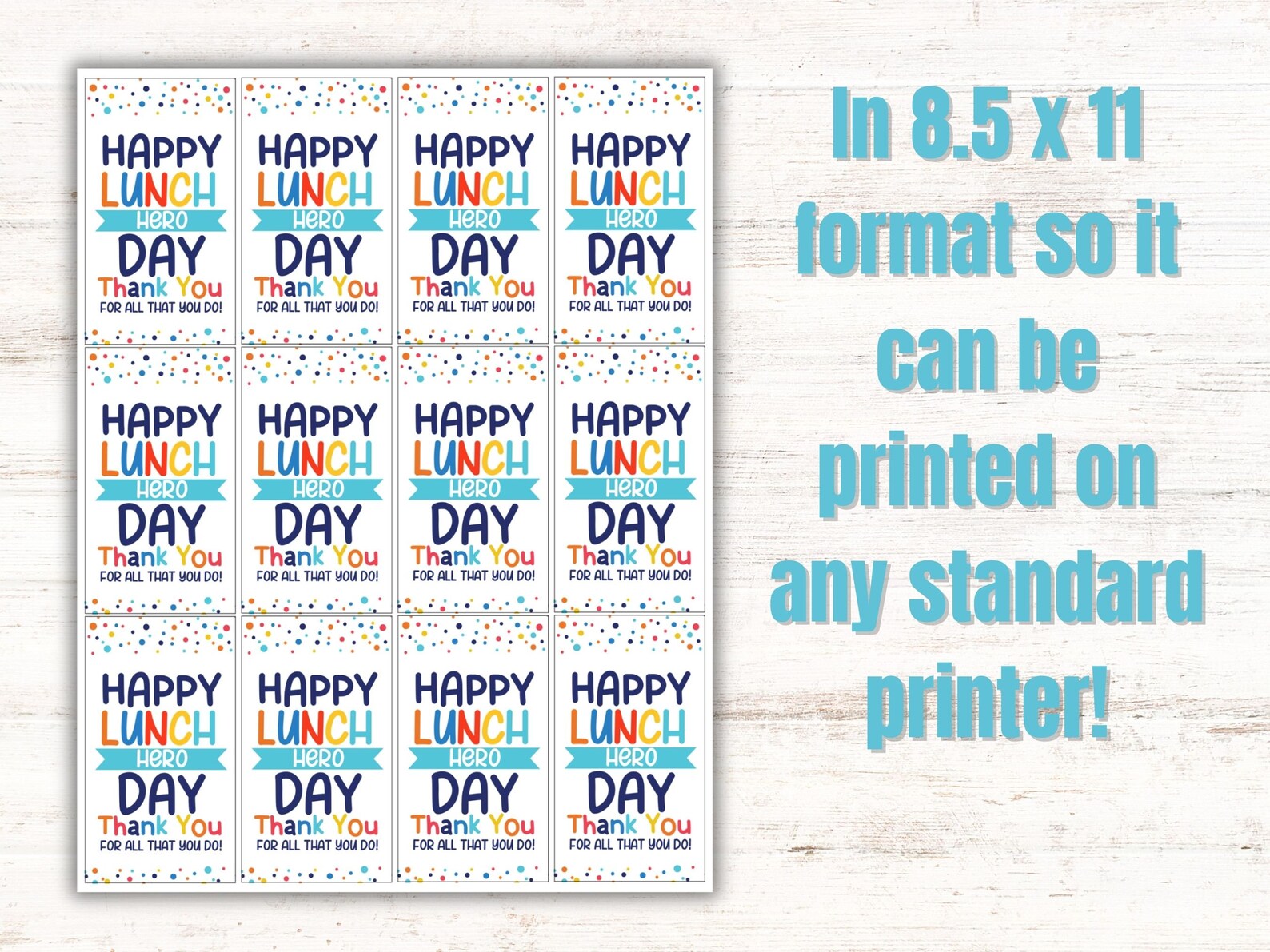 Lunch Hero Day Gift Tag Printable Lunch Hero Thank You Tag Lunch Hero ...