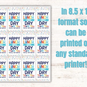 Lunch Hero Day Gift Tag Printable Lunch Hero Thank You Tag Lunch Hero ...