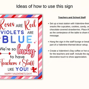 Valentine Teacher & Staff Appreciation Sign Printable Teacher Display ...