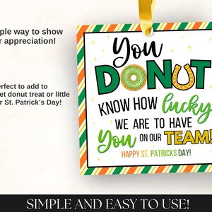 St. Patrick's Day Tag Team Appreciate Printable Donut Tags Employee ...