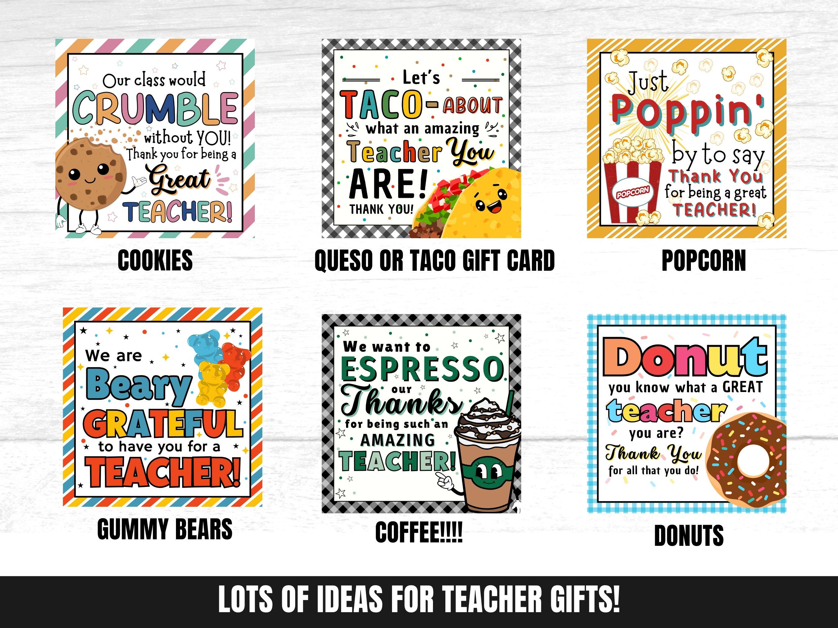 Teacher Appreciation Gift Tag Bundle Teacher Thank You Gift Tag Set ...