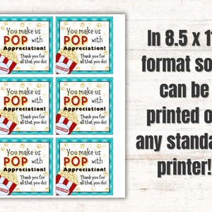 Popcorn Tag Teacher Appreciation Popcorn Employee Appreciation Snack ...