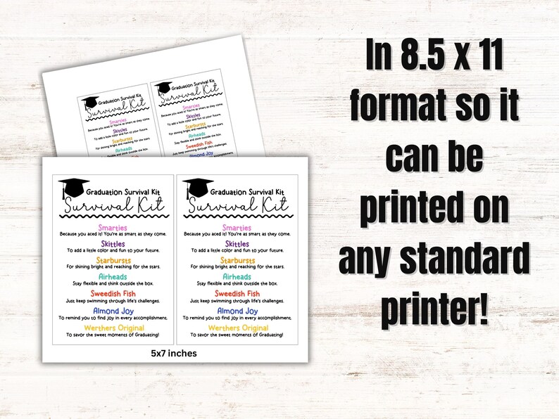 Graduation Survival Kit Gift Tags Printable Graduation Day Survival Kit ...