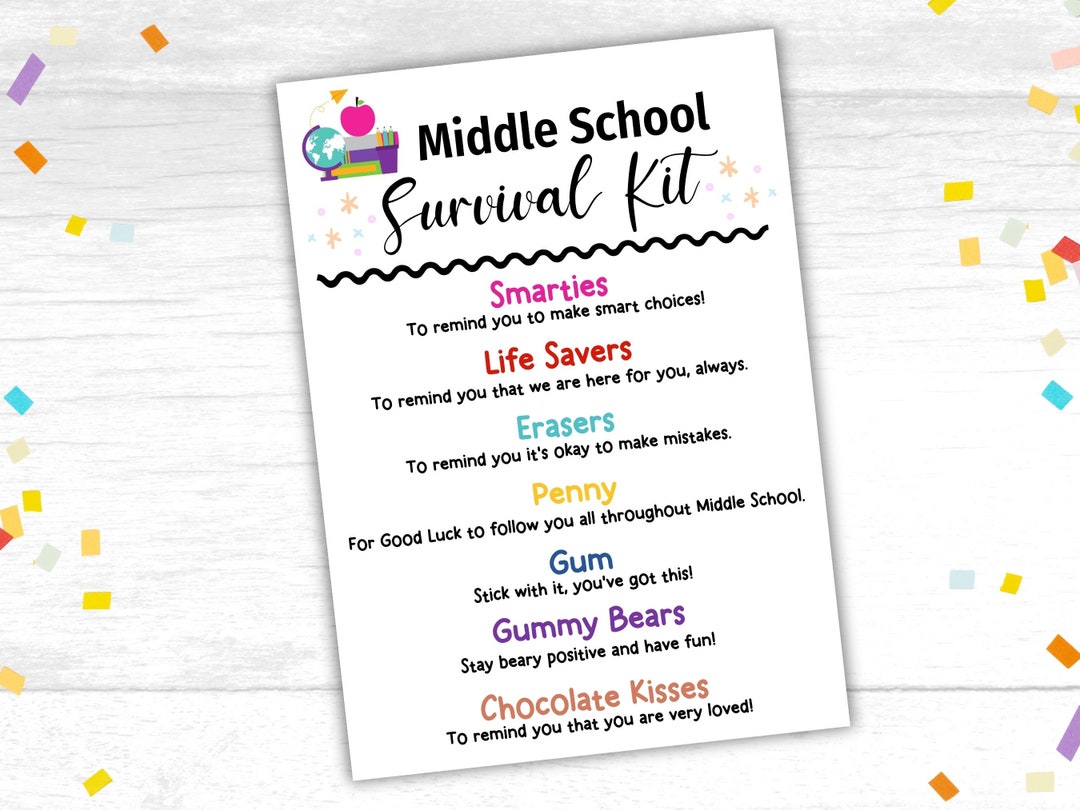 Middle School Survival Gift Tags Printable First Day of High School ...