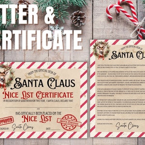 Official Letter From Santa Claus Nice List Certificate, Bundle North ...