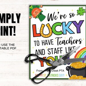 St. Patrick's Day Teacher & Staff Appreciation Sign Printable Teacher ...
