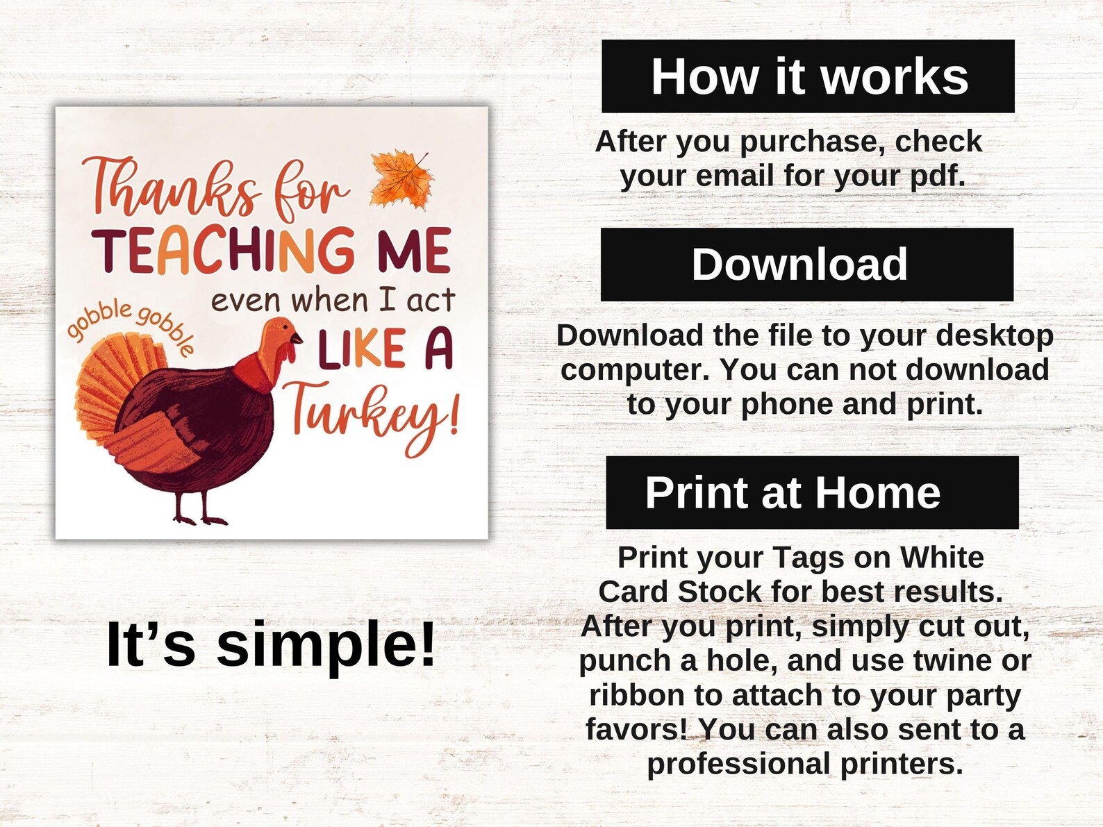 Thanksgiving Teacher Gift Tags Thankful for You Teacher Tag Turkey ...