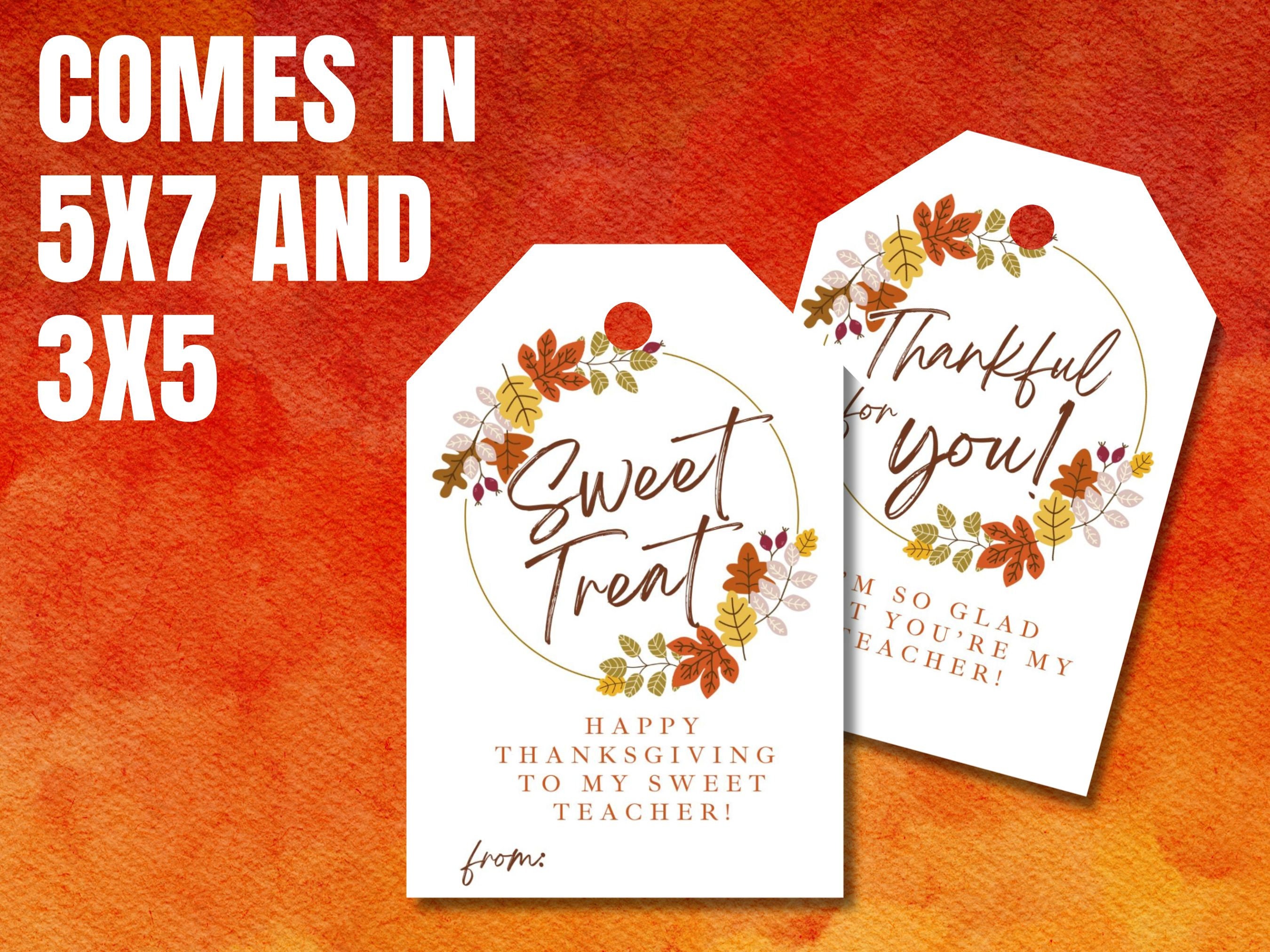 Printable Thankful Notes for Teachers, Thank You Teacher Gift Tag ...