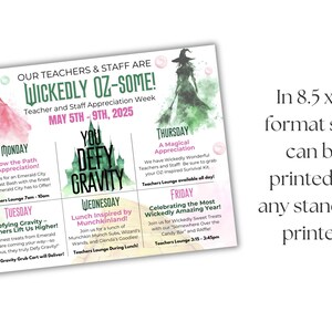 Wicked Teacher Appreciation Week Theme Ideas Editable Teacher Itinerary ...