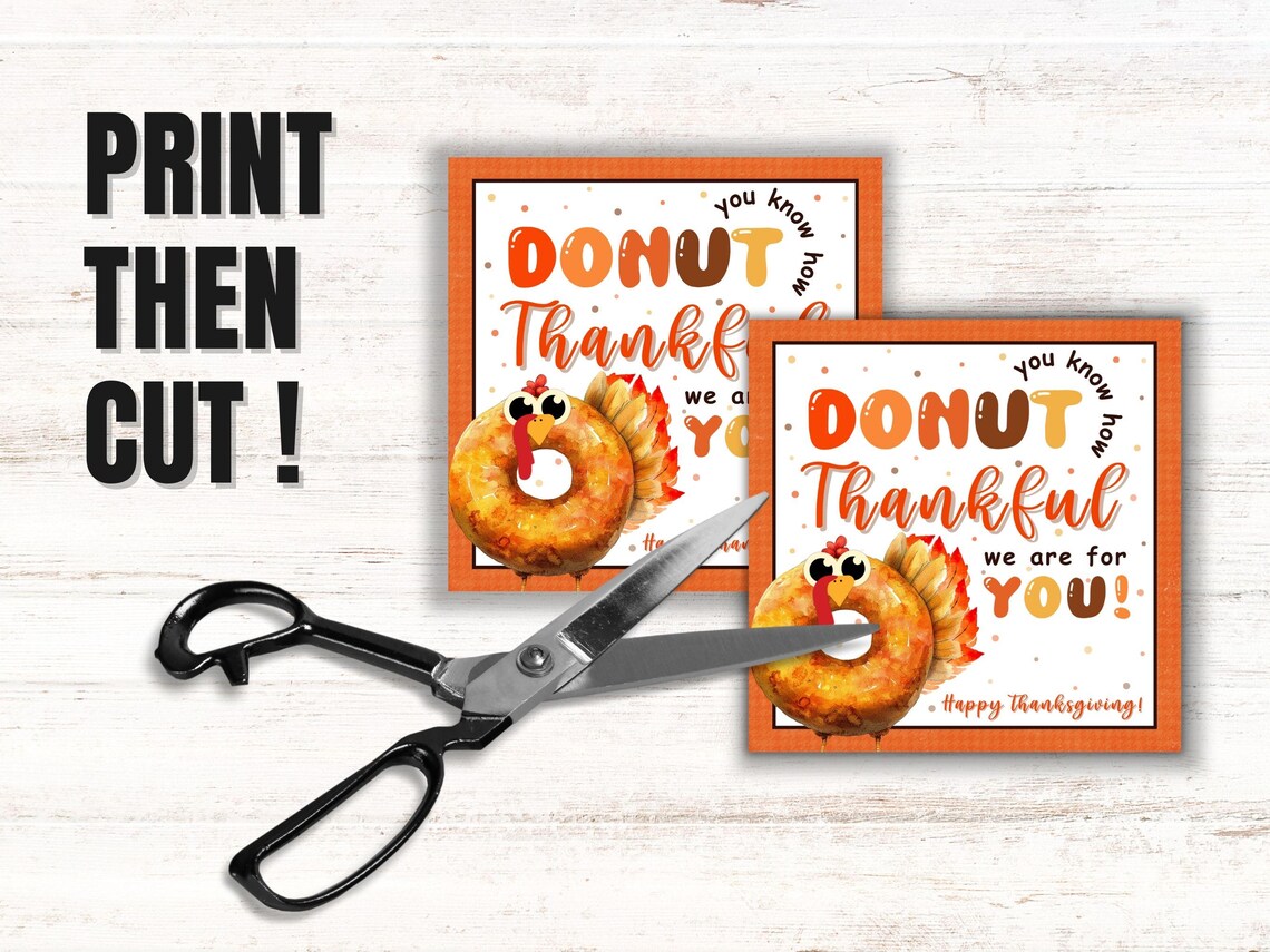Donut Appreciation Thanksgiving Tags Thankful for You Printable Gift ...