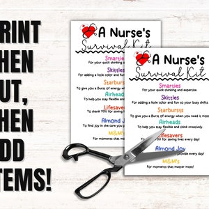 Nurse Survival Kit Gift Tags Printable Nurse Appreciation Gift Tags ...