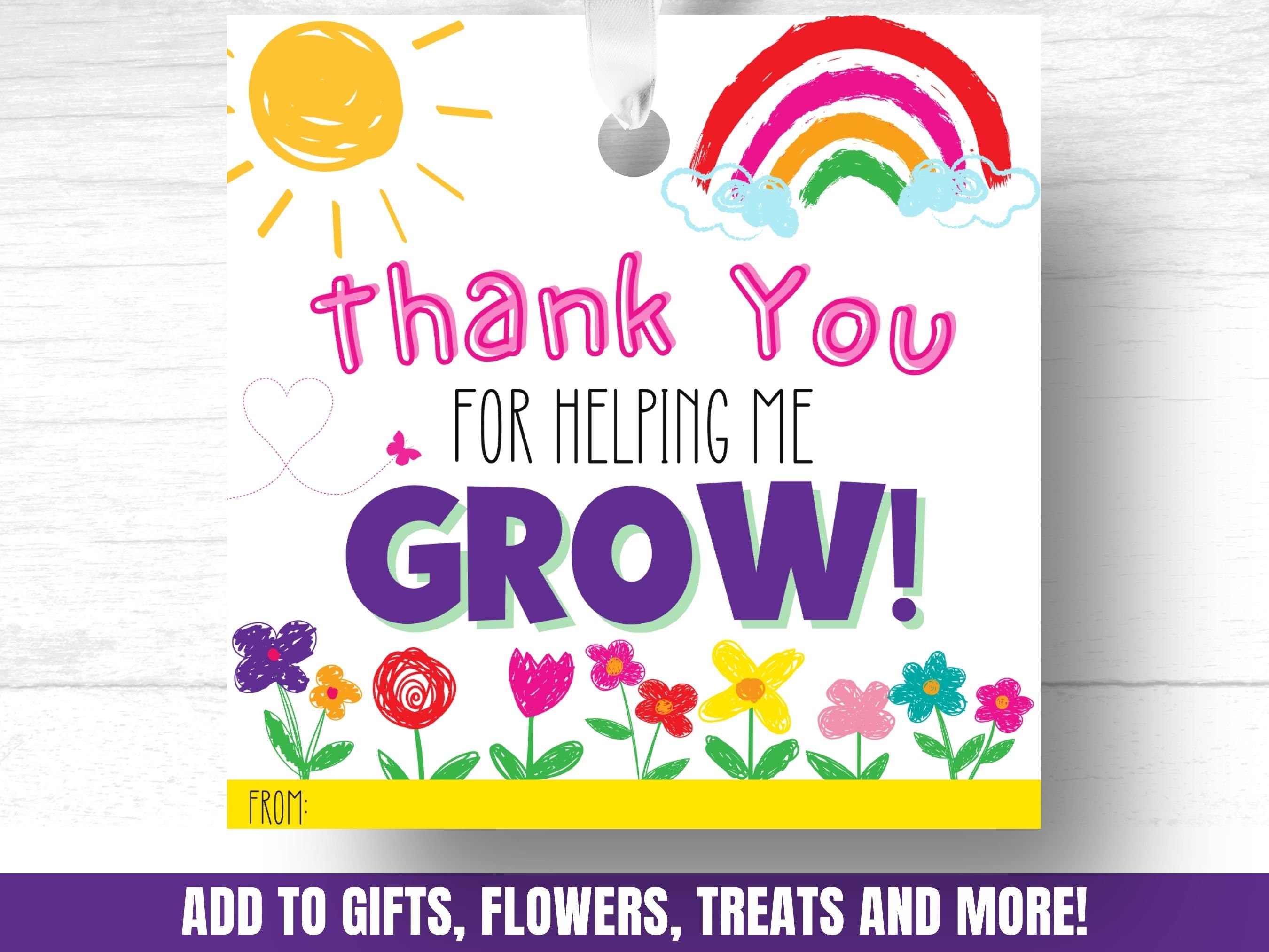 Flower Gift Tag Teacher Appreciation Thank You Tag Preschool Teacher ...