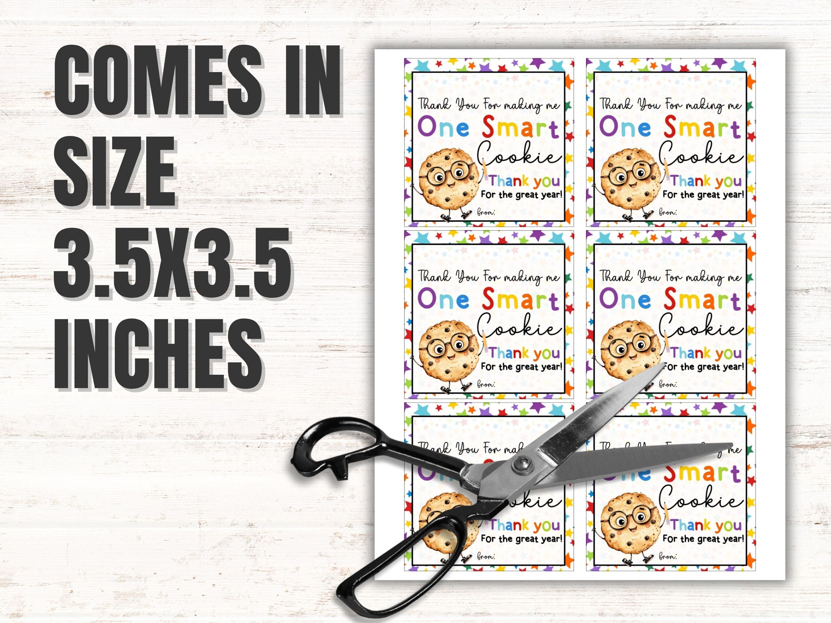 One Smart Cookie Tag Summer Teacher Appreciation Cookie Gift Tag ...