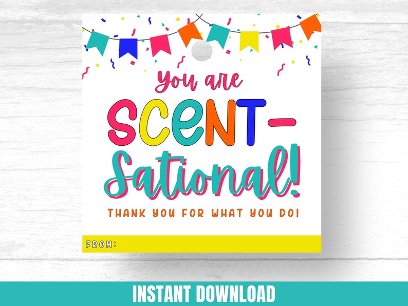 Candle Gift Tag Teacher Appreciation Scent-sational Tag Candle Gift ...