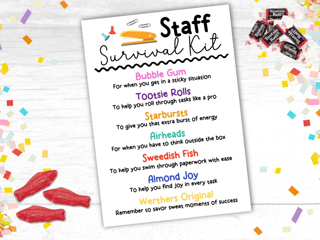 Staff Survival Kit Gift Tags Staff Appreciation Survival Kit Printable ...