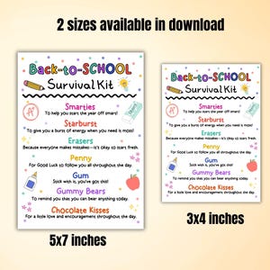 Back-to-school Survival Kit Gift Tag 1st Day of School Gift Tag Back-to ...