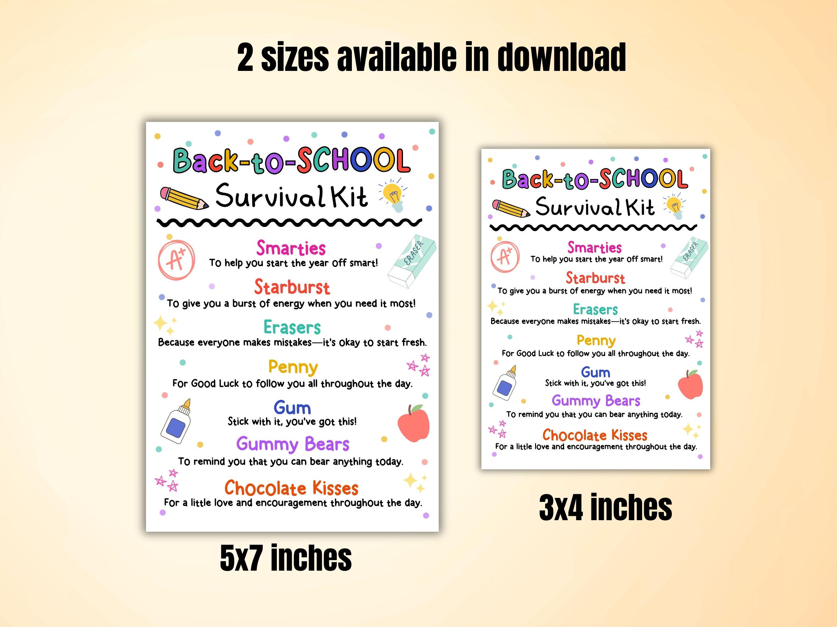 Back-to-school Survival Kit Gift Tag 1st Day of School Gift Tag Back-to ...