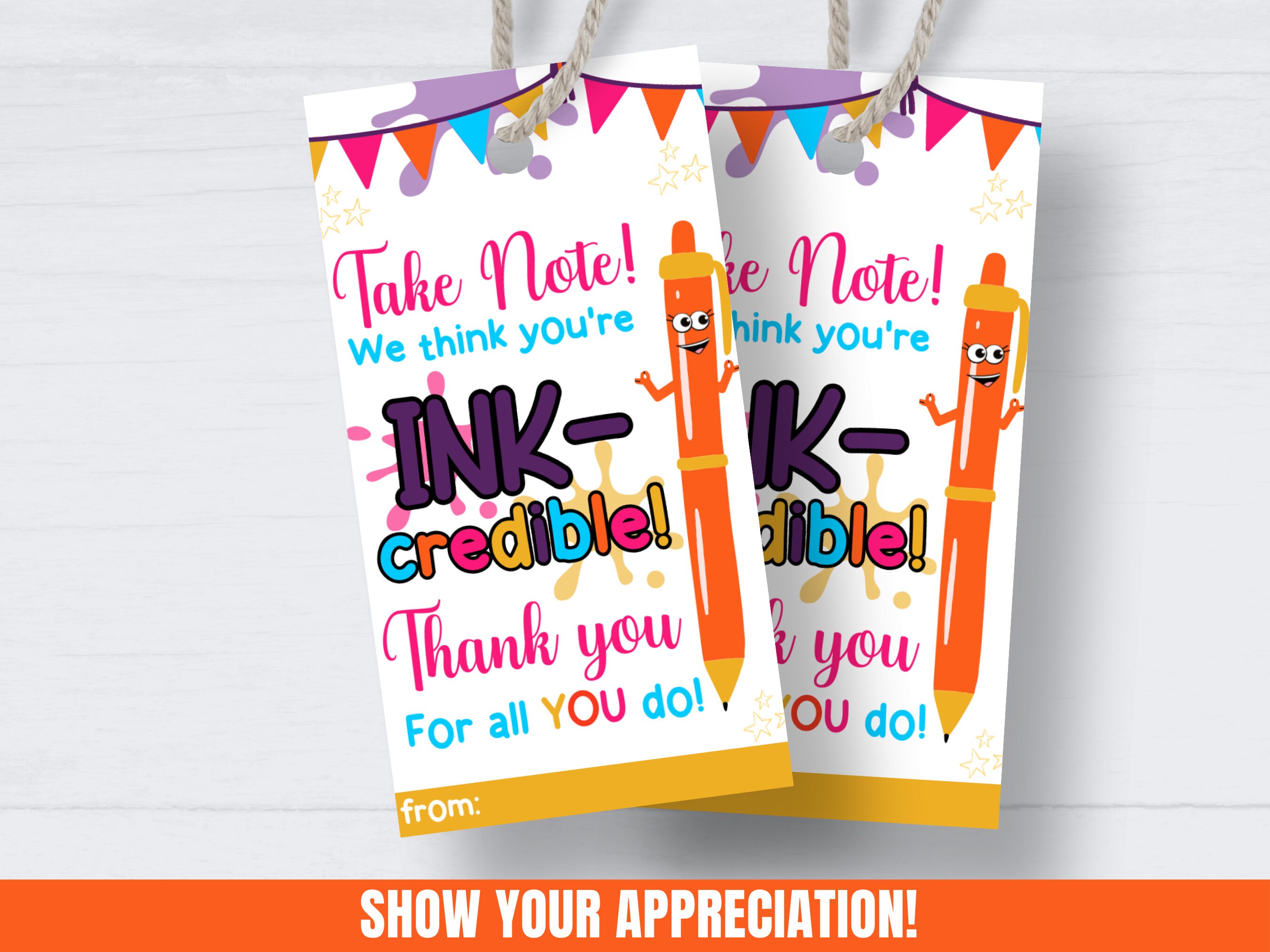 Pen Thank You Gift Tag Teacher Staff Appreciation Week Gift Tag ...