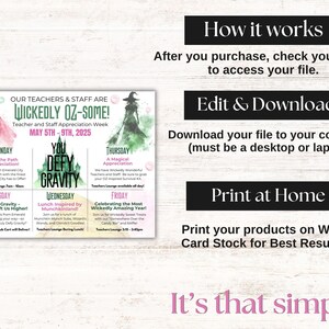 Wicked Teacher Appreciation Week Theme Ideas Editable Teacher Itinerary ...