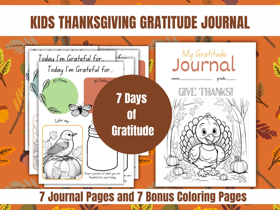 Printable Gratitude Journal With Coloring Pages for Kids ...