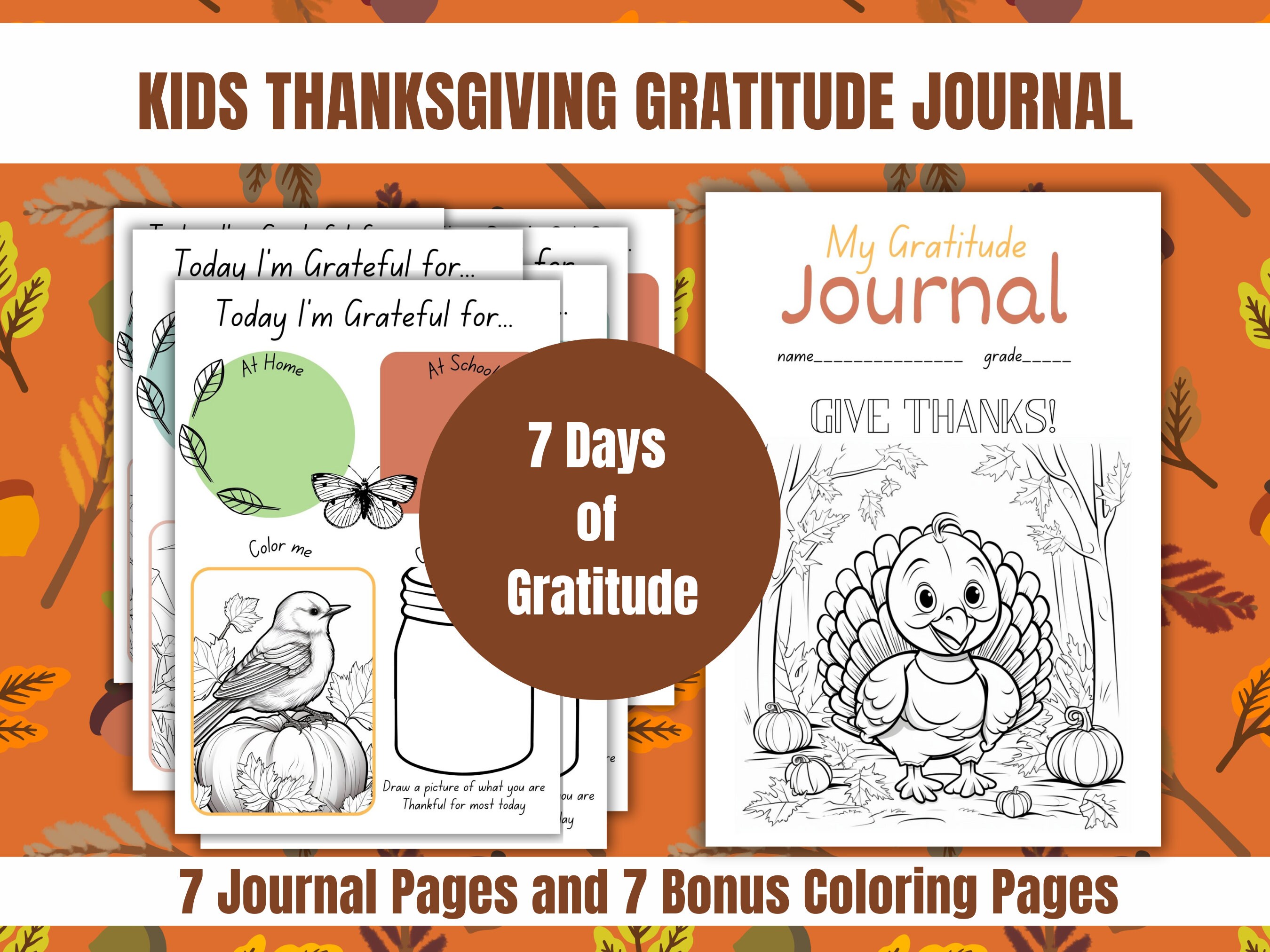 Printable Gratitude Journal With Coloring Pages for Kids ...