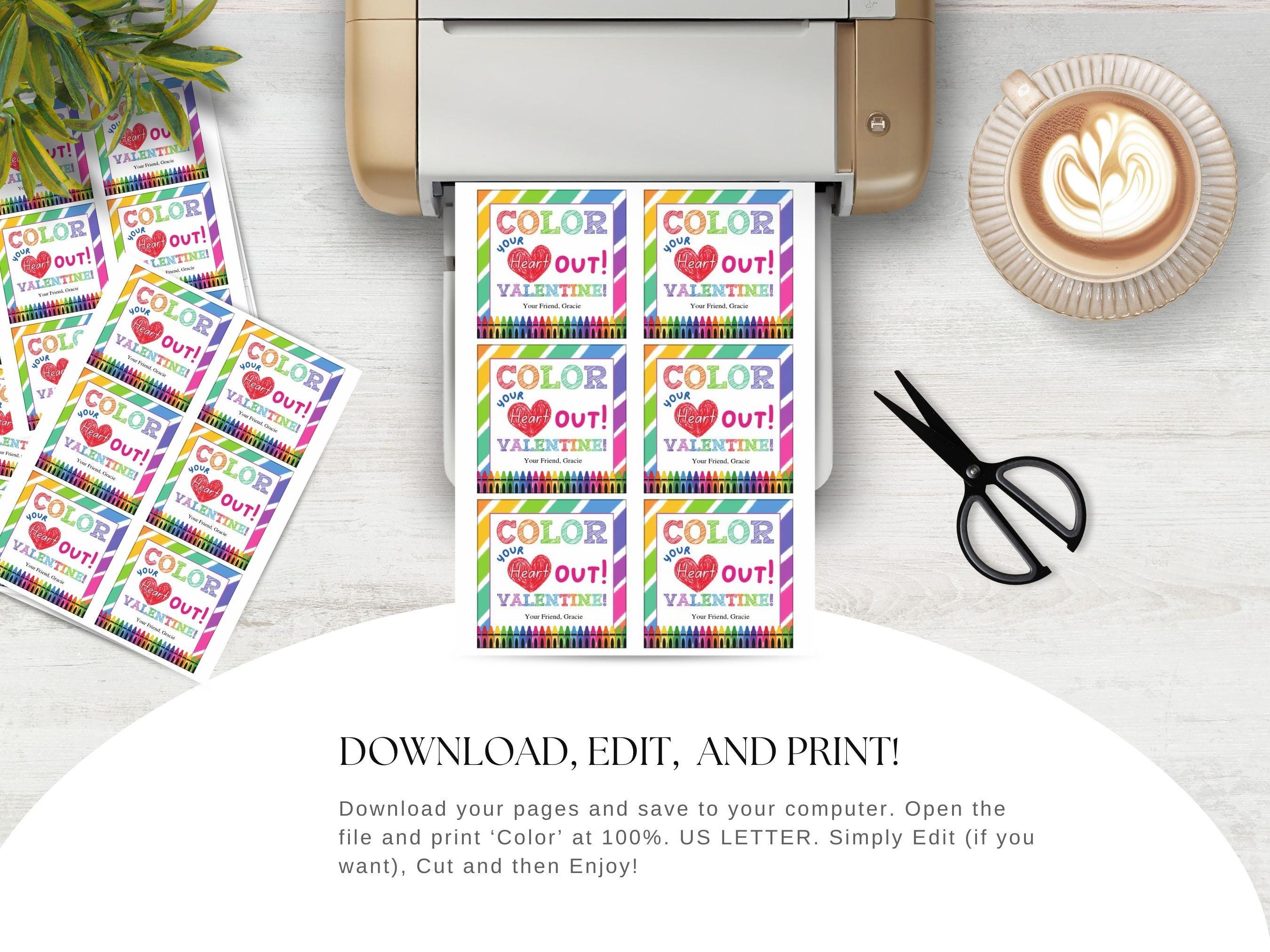 Crayon Valentine Printable Classroom Valentine's Day Cards, Classroom ...