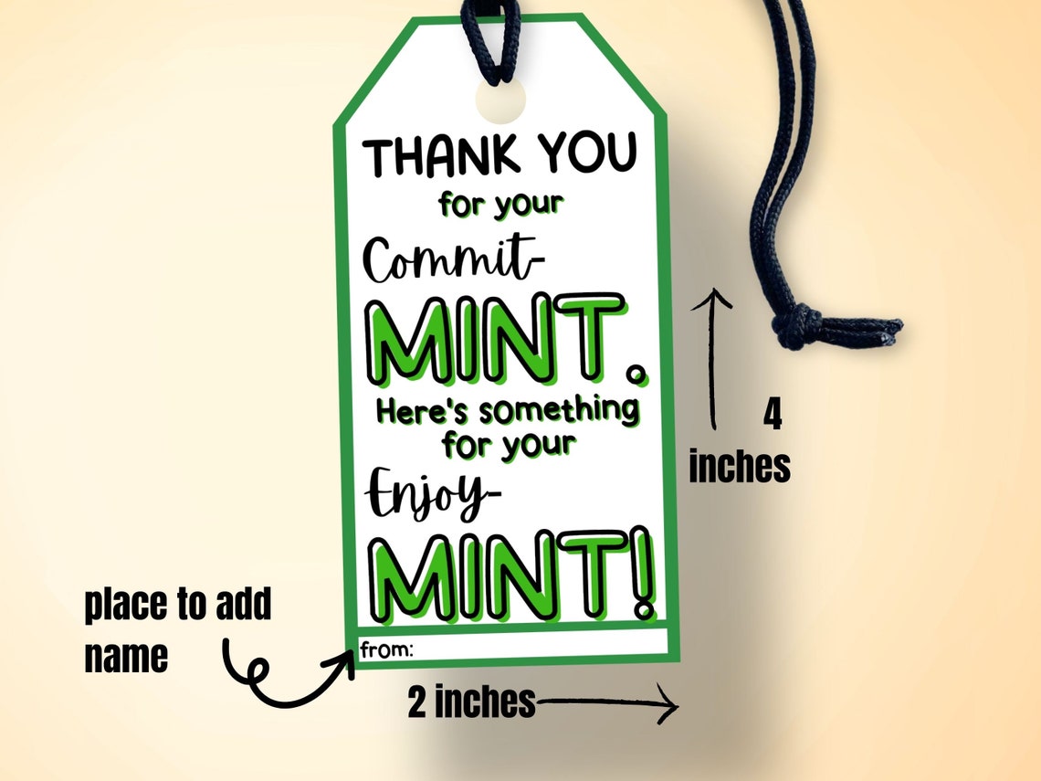 Mint Tags Staff Appreciation Teacher Appreciation Gift Tags Chewing Gum ...