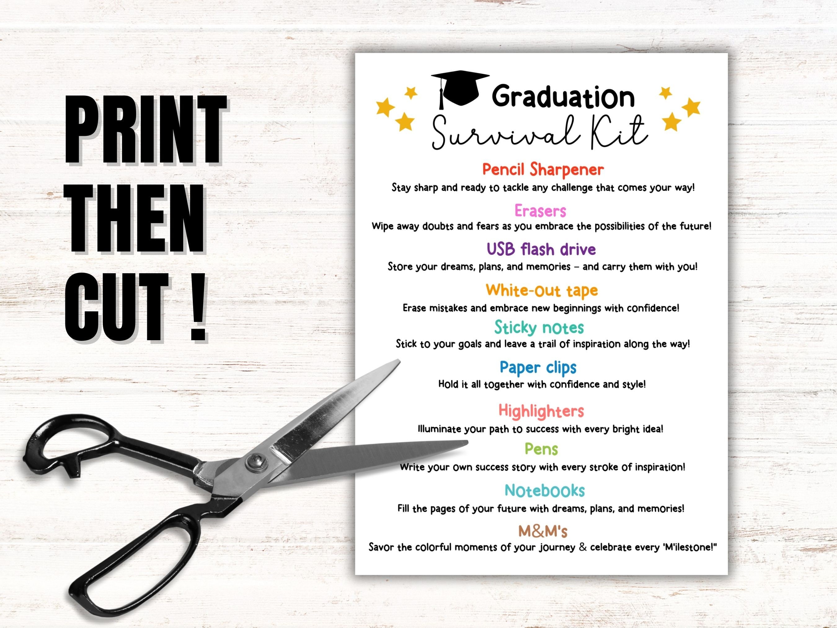 Graduation Survival Kit Tags Printable Graduation Day Survival Kit ...
