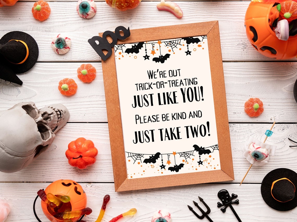 Printable Halloween Trick-or-treat Front Door or Porch Candy Bowl Sign ...