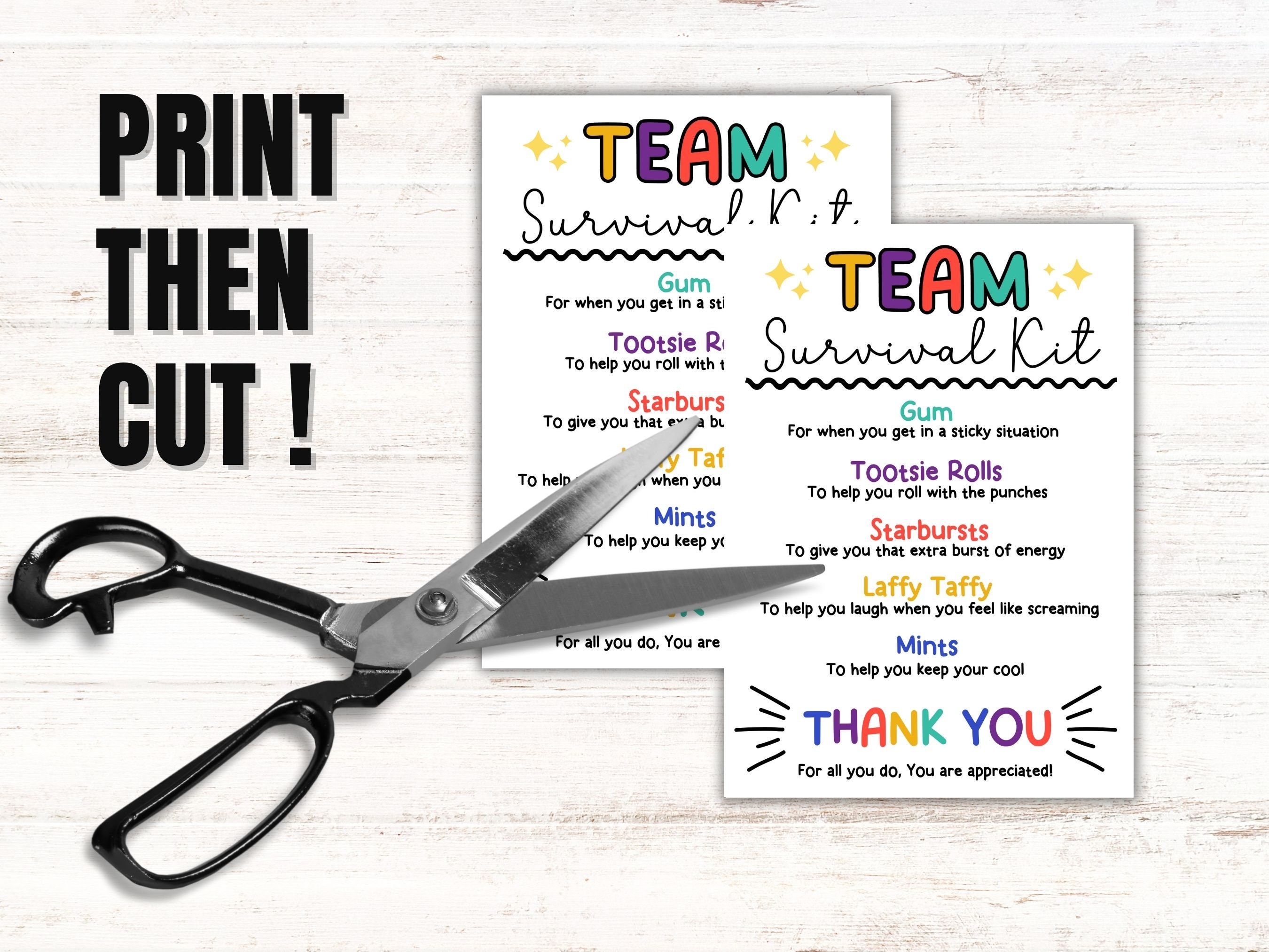 Team Survival Kit Gift Tags Printable Employee Welcome Gift Survival ...