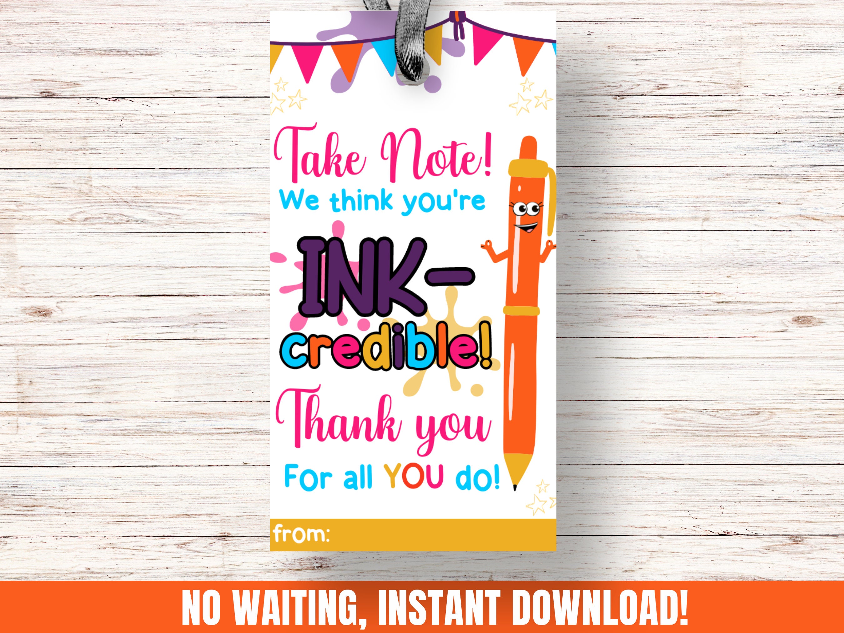 Pen Thank You Gift Tag Teacher Staff Appreciation Week Gift Tag ...