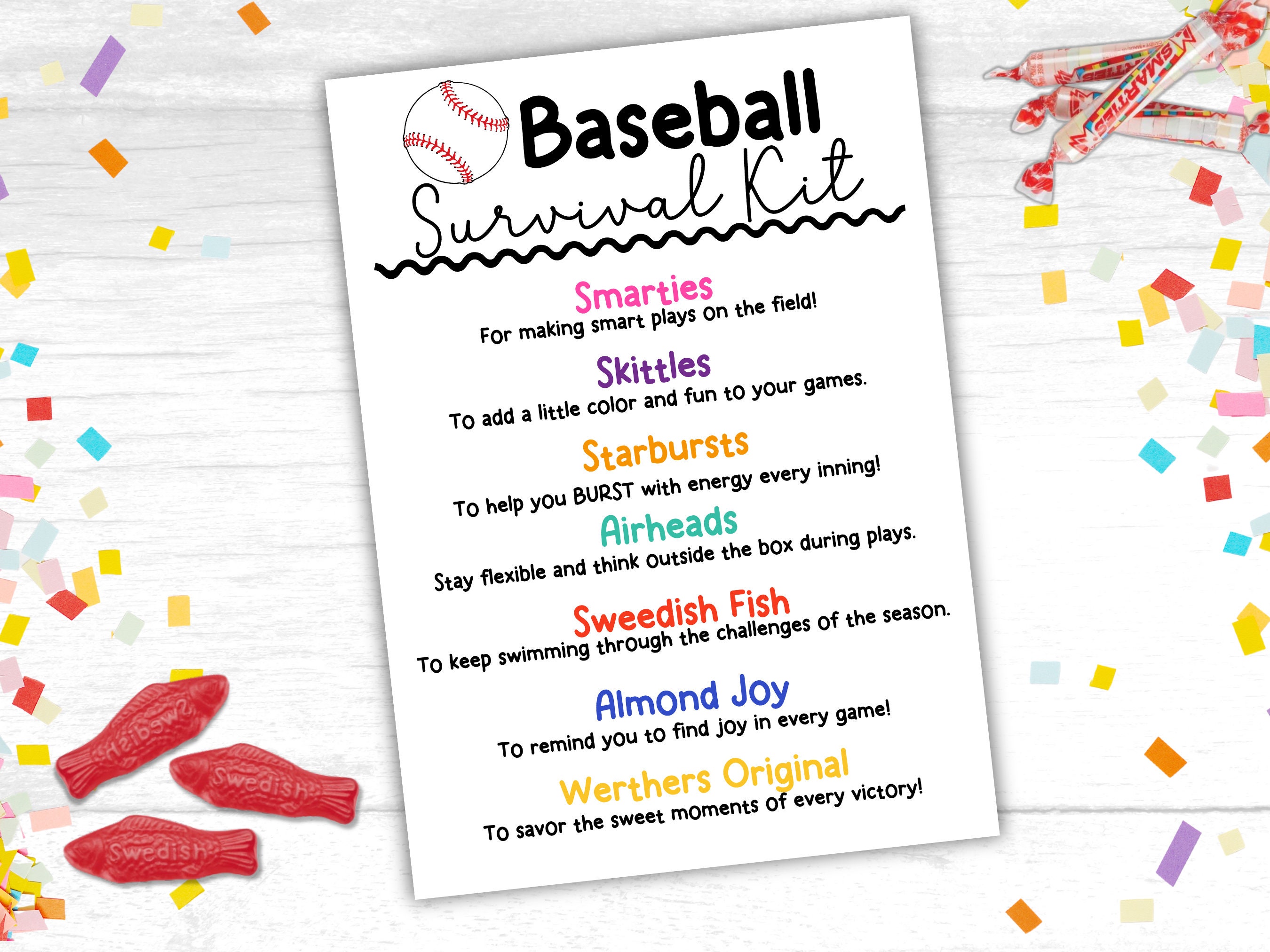 Baseball Survival Kit Gift Tags Printable Baseball Team Survival Kit ...