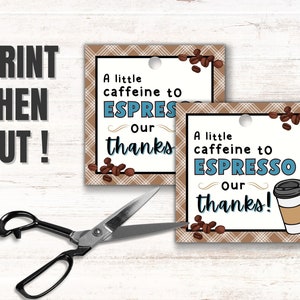 Staff Appreciation Coffee Tags Teacher Appreciation Tag Thanks a Latte ...