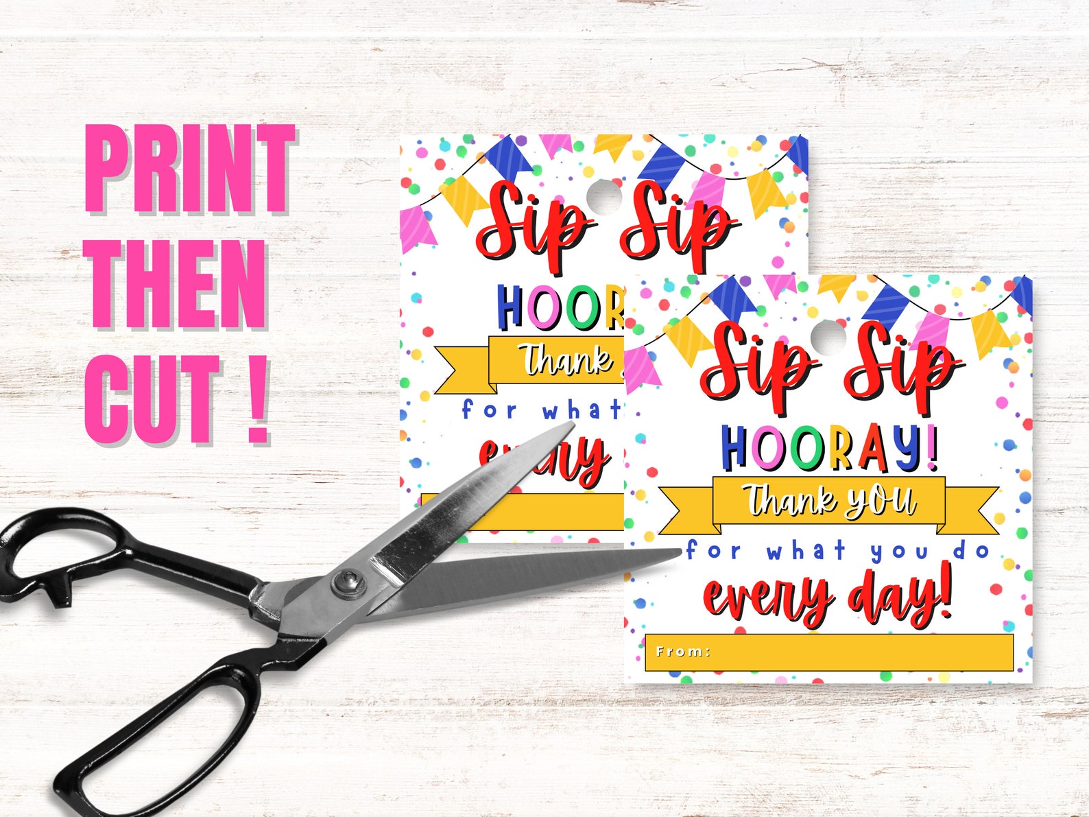 Sip Sip Hooray Appreciation Gift Tag, Printable Sip Sip Hurray Teacher ...