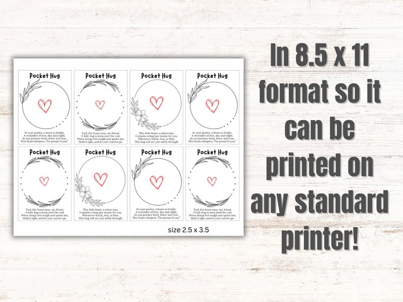Printable Card for Pocket Hug Pocket Hug Heart Card Template Card ...