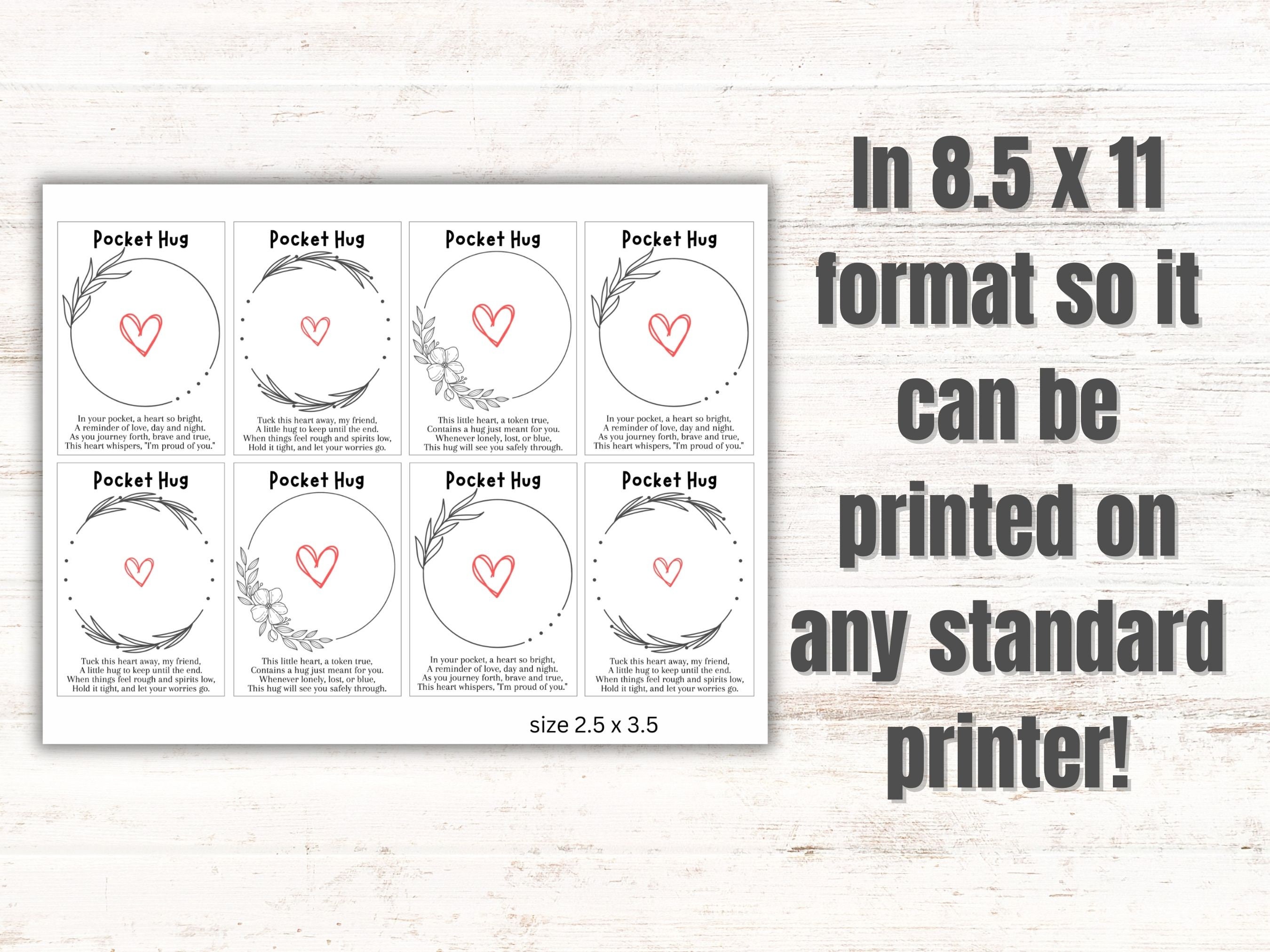 Printable Card for Pocket Hug Pocket Hug Heart Card Template Card ...