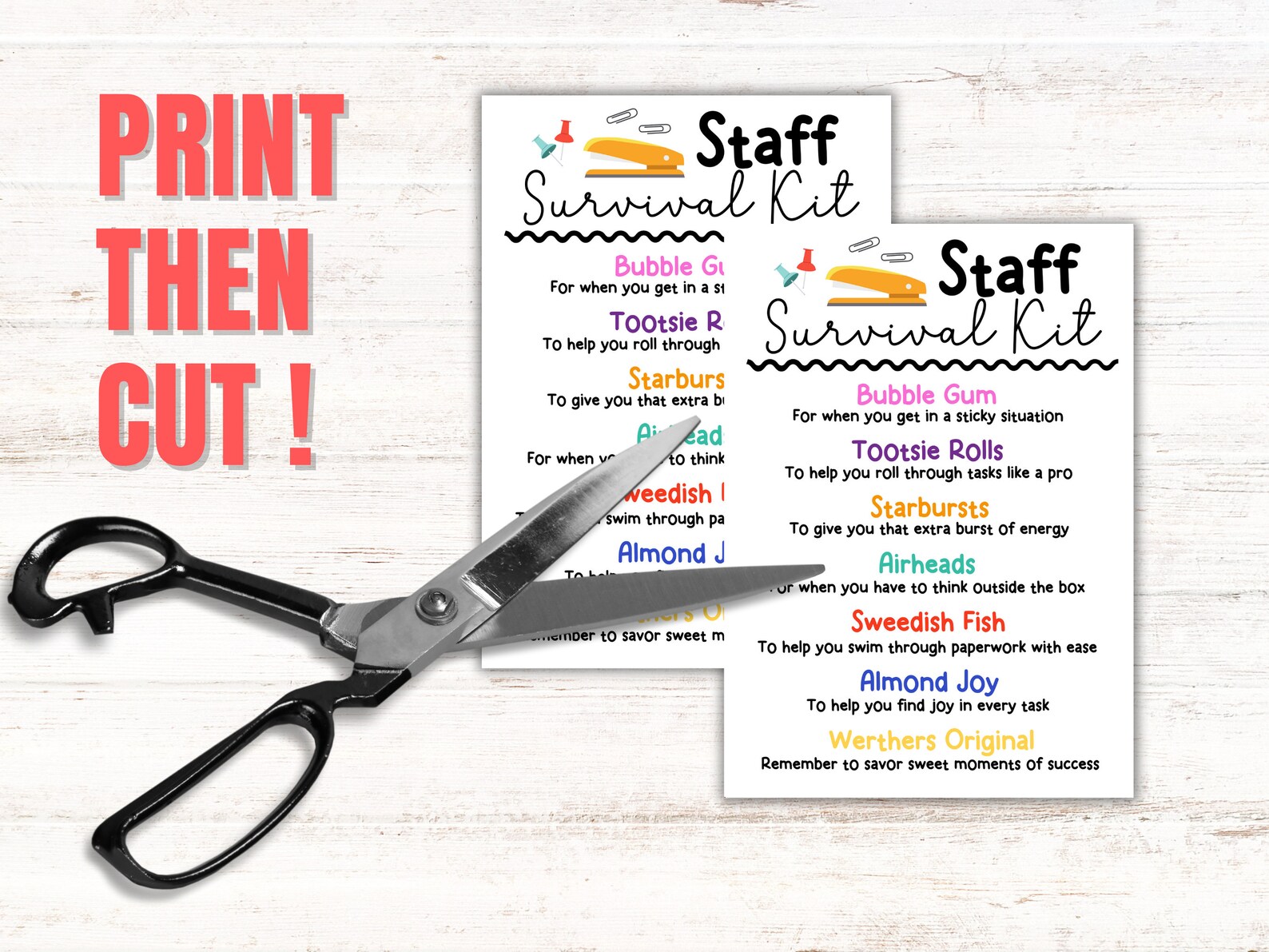 Staff Survival Kit Gift Tags Staff Appreciation Survival Kit Printable ...