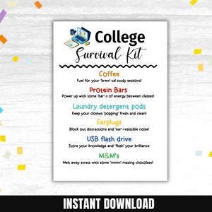 College Survival Kit Gift Tags Printable College Survival Kit ...