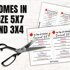 Back to School Survival Kit Tags Printable 1st Day of School Welcome ...