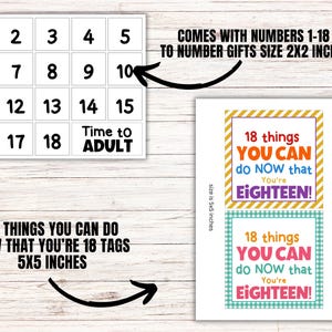 18th Birthday Gifts Tag Set 18 Things You Can Do When You're 18 ...
