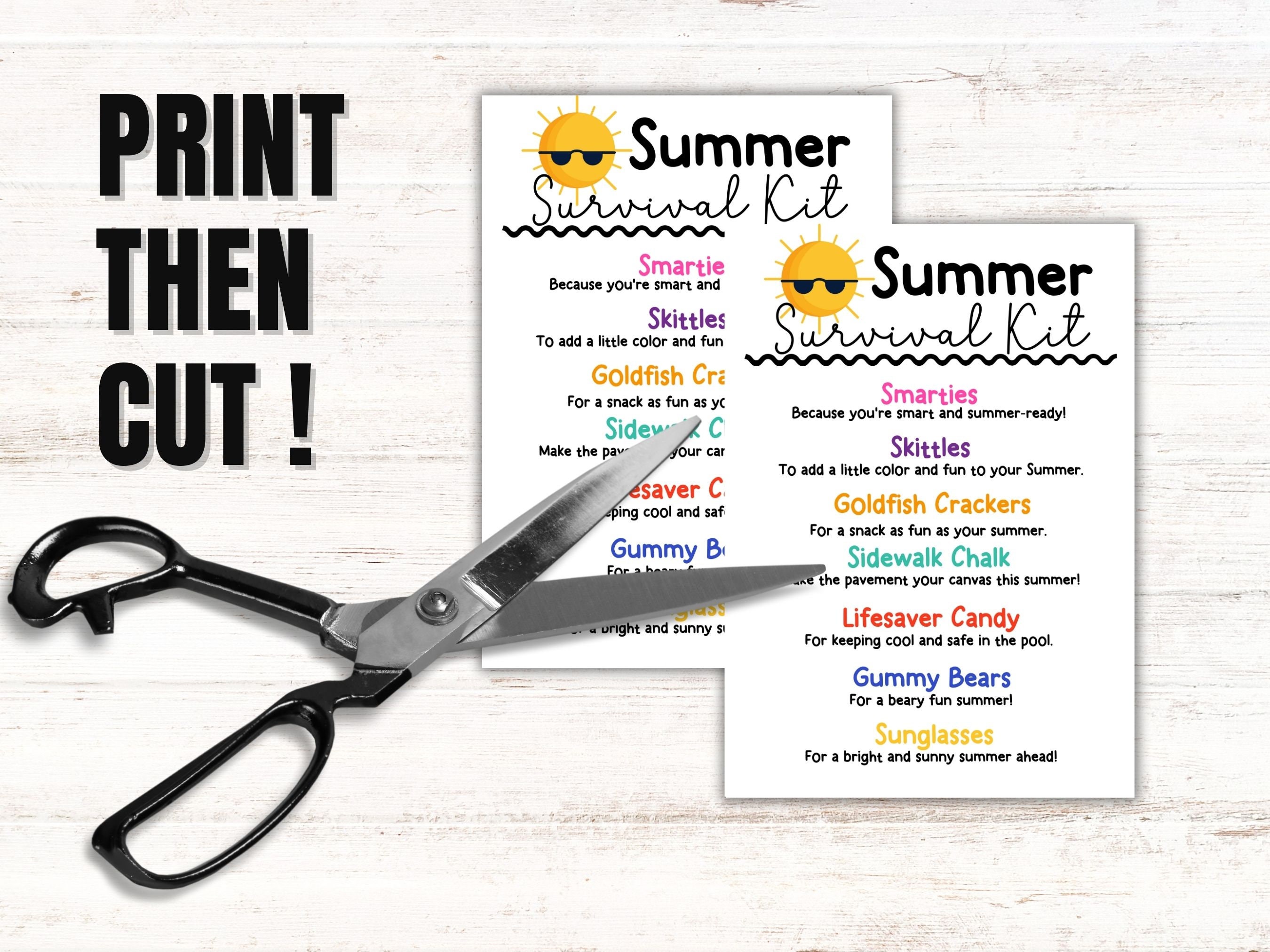 Student Gift From Teacher Summer Survival Kit Printable End of School ...