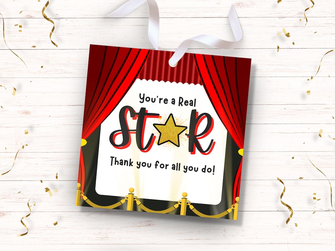 Movie Gift Tag For- Teacher Appreciation Movie Star Themed Tags ...