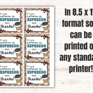 Staff Appreciation Coffee Tags Teacher Appreciation Tag Thanks a Latte ...